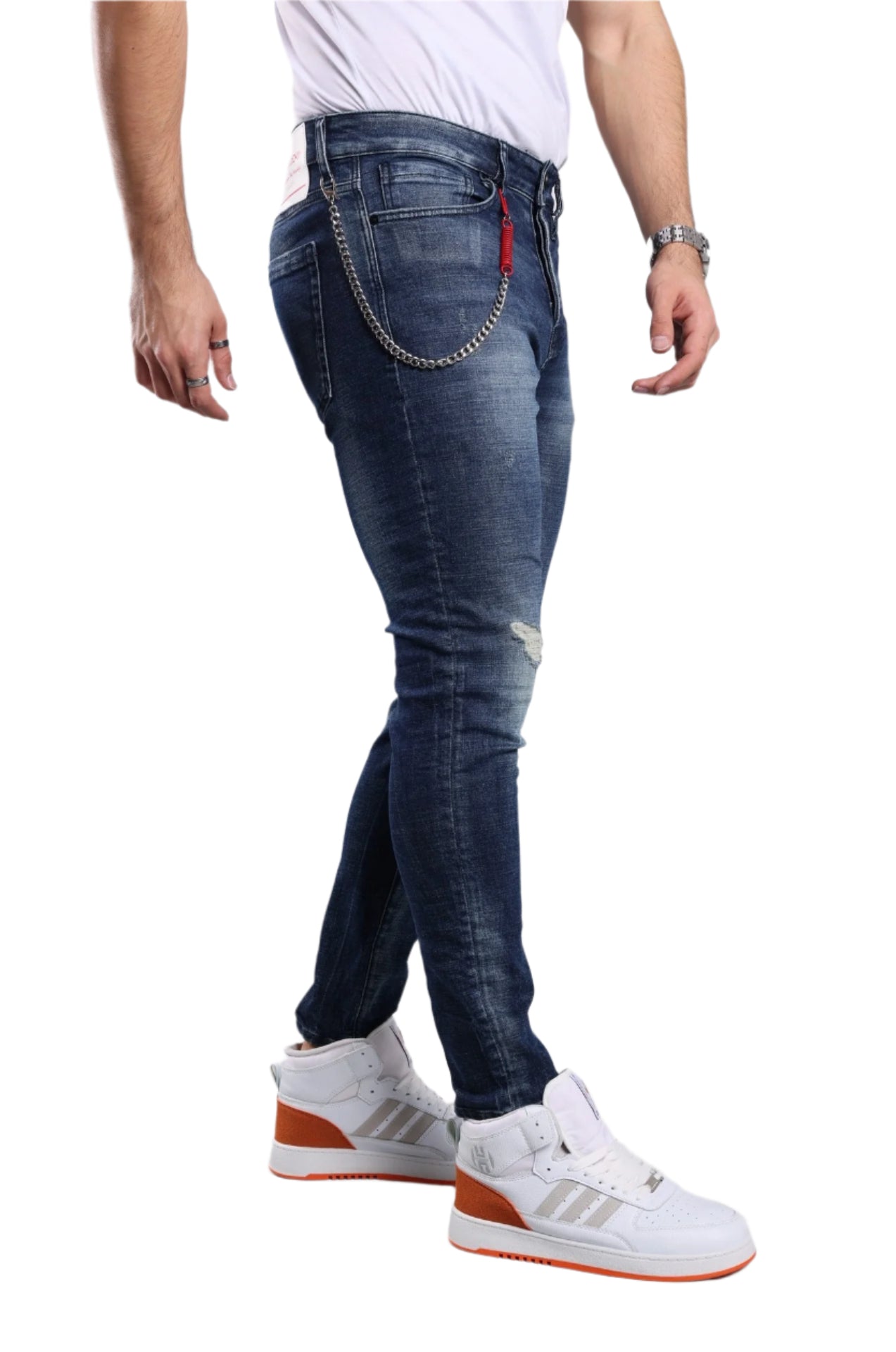 GABBIA Denim Super Slim Fit Blue Ripped Casual Denim Jeans - BOSSINI SA