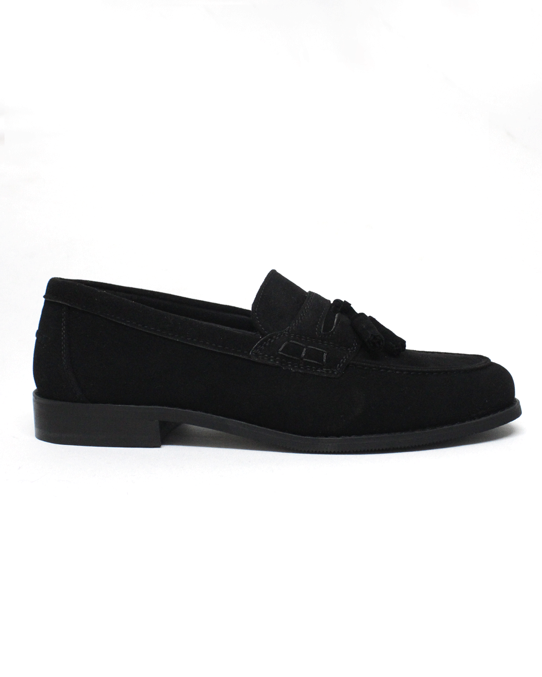 P CROUCH & CO Black Tassle Suede