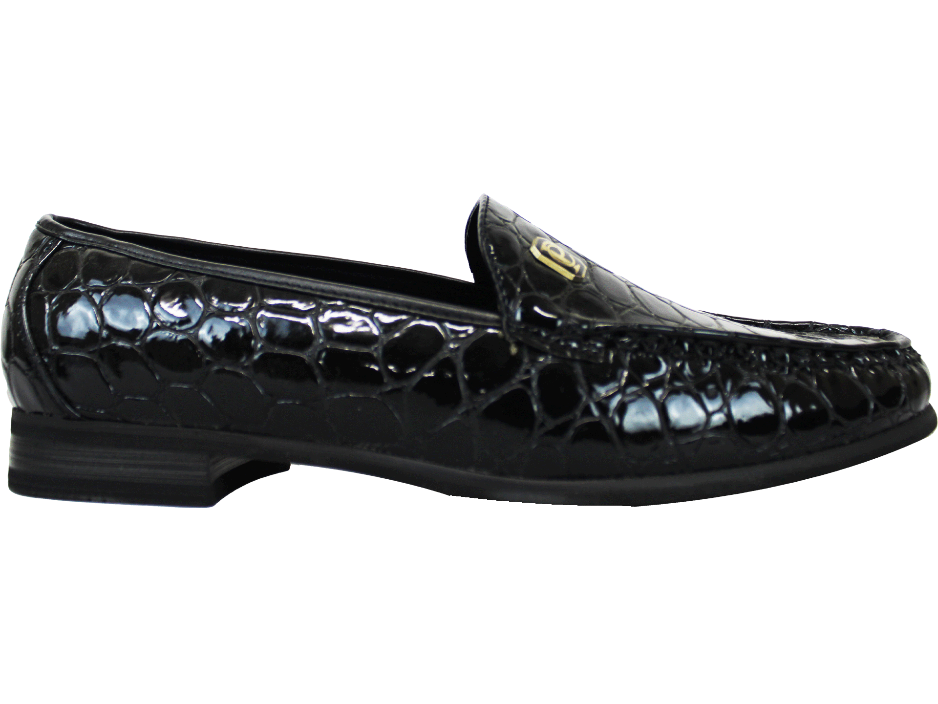 P CROUCH & CO Black Croc Slip On