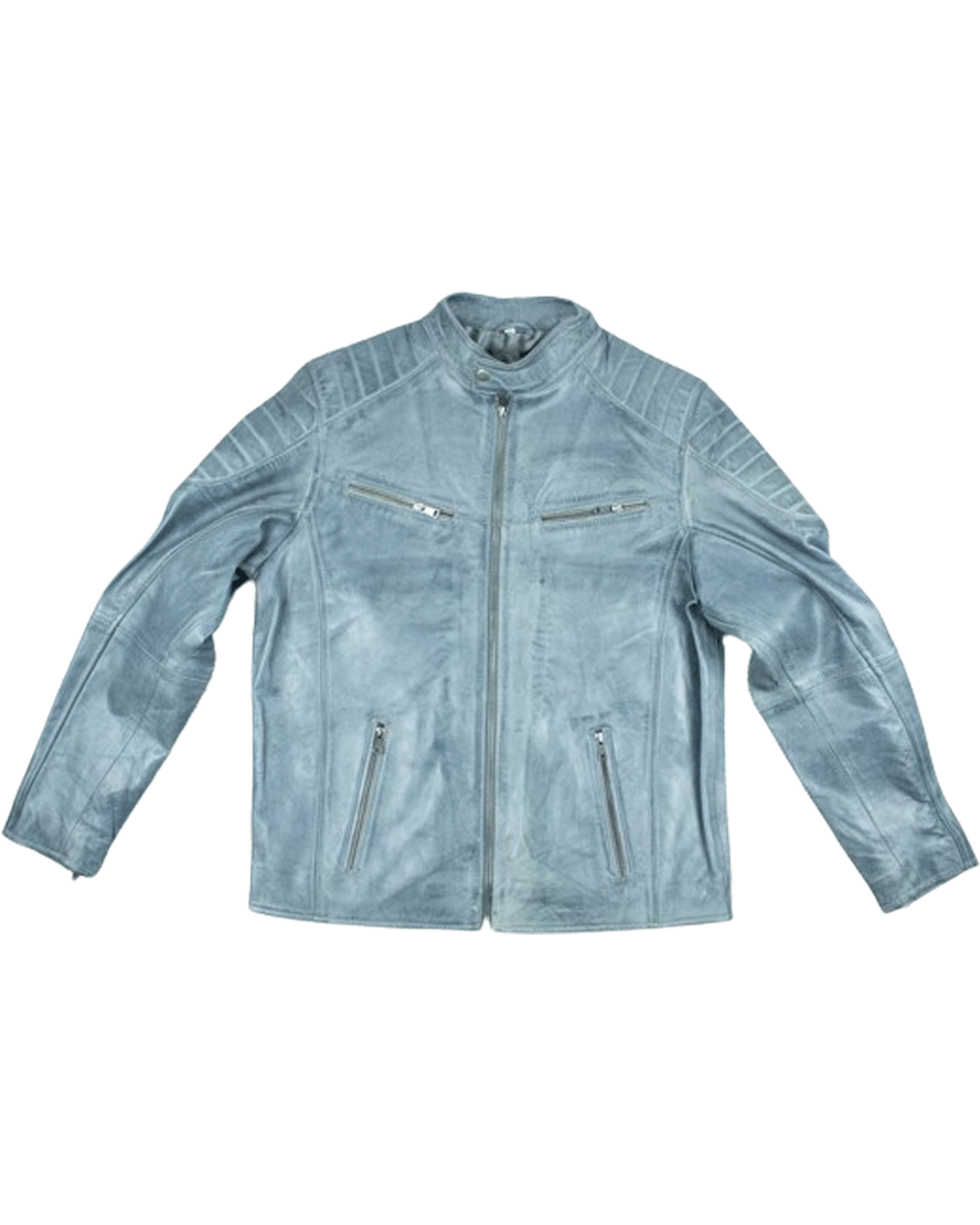 Leather Point Zip Grey Jacket