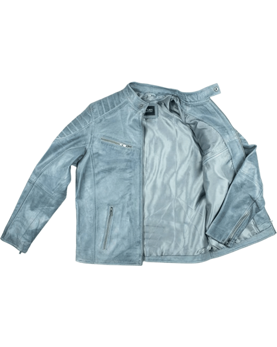 Leather Point Zip Grey Jacket