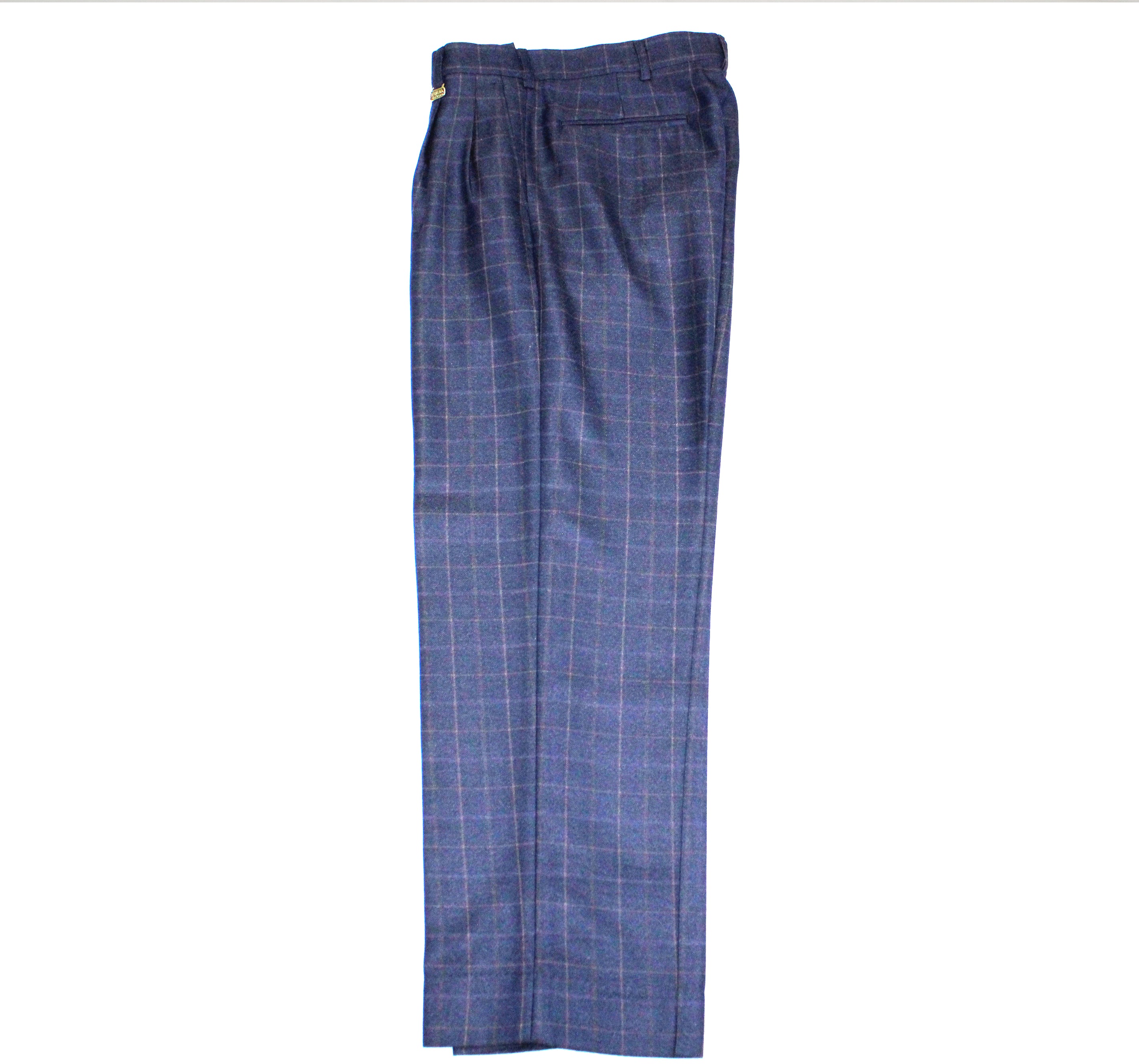 Navada Navy 2 Pleat Check Trouser