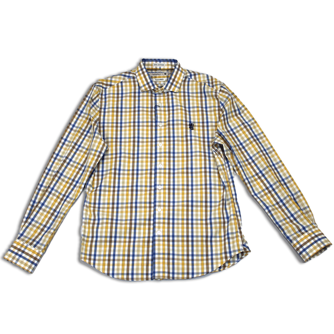 Pringle LS Multi Tan Check Tailored Fit